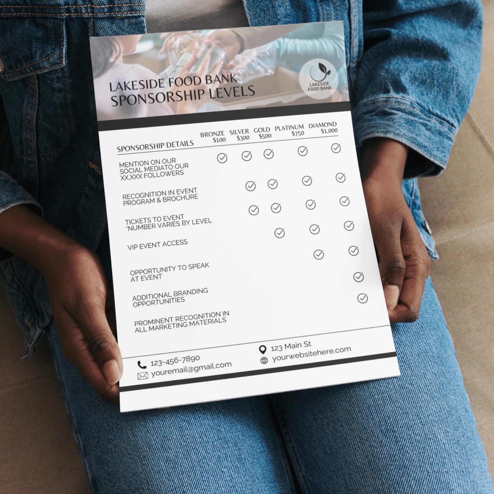 Sponsorship Levels Template, Nonprofit Sponsor Level Flyer, Event ...