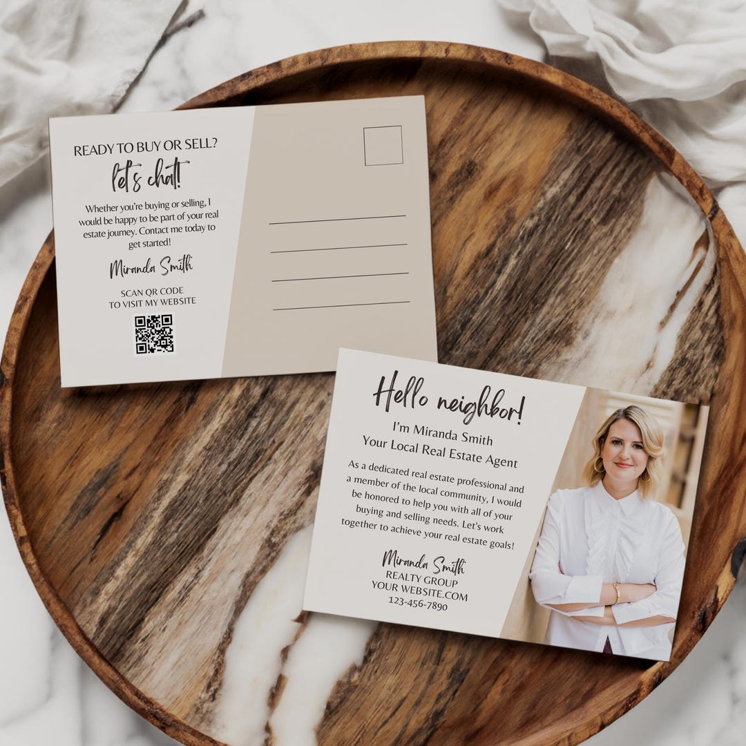 Real Estate Agent Introduction Postcard, Hello Neighbor Real Estate ...