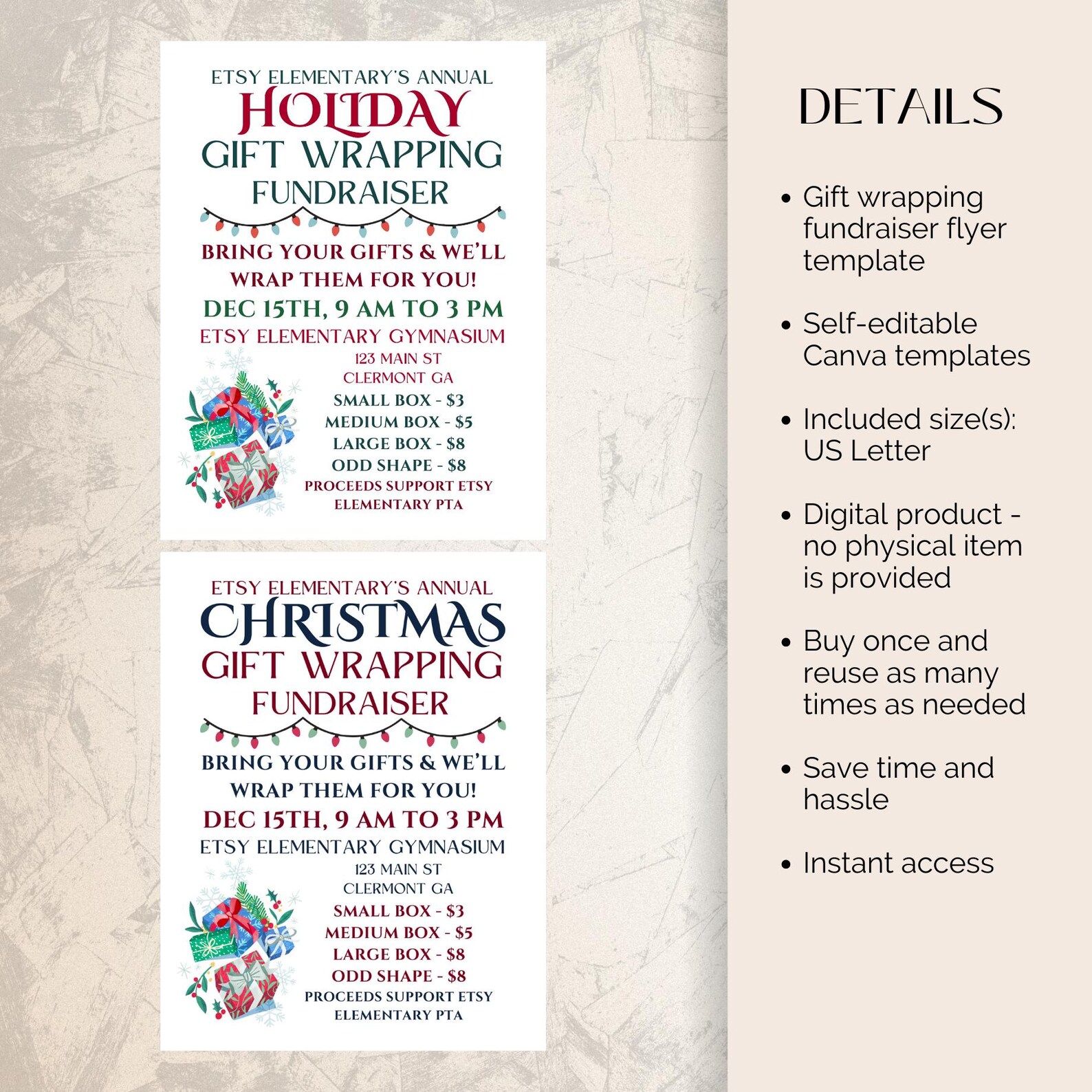 Holiday Gift Wrapping Flyer Canva Template, Christmas Gift Wrap Fundraiser Flyer, Gift Wrap ...