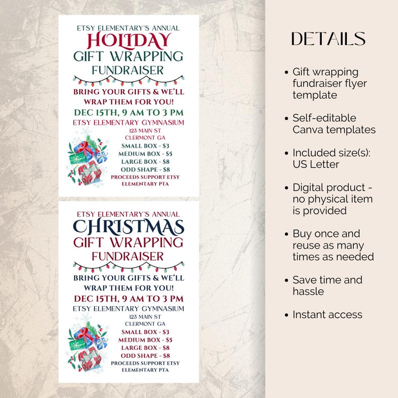 Holiday Gift Wrapping Flyer Canva Template, Christmas Gift Wrap ...