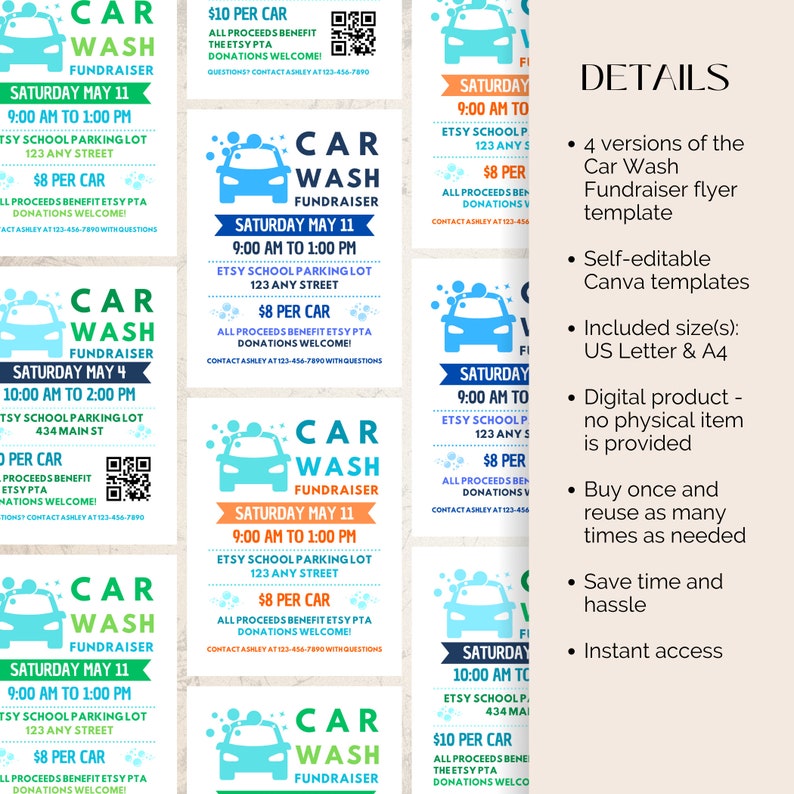 Car Wash Fundraiser Flyer Template, Editable Fundraiser Car Wash Flyer ...