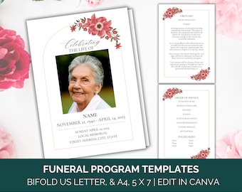Funeral Program Template for Woman Purple, Celebration of Life Program ...