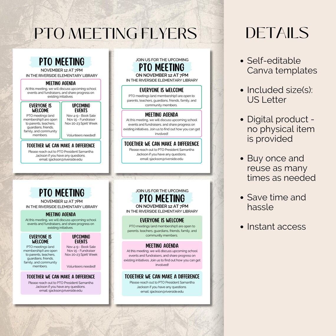 Parent Teacher Flyers Canva Template Bundle, Why Join the PTO Flyer ...