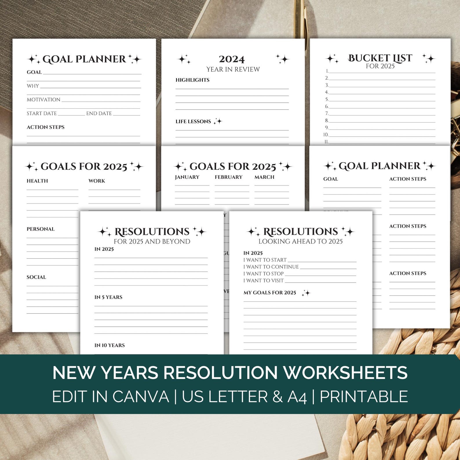 Goal Planning Workbook, 2025 New Year's Resolution Worksheet, New Years ...