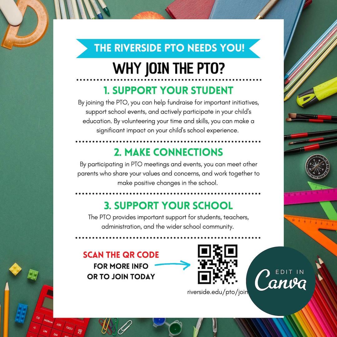 Why Join the PTA Flyer, PTO Membership Form, Editable Parent Teacher Organization Recruitment ...