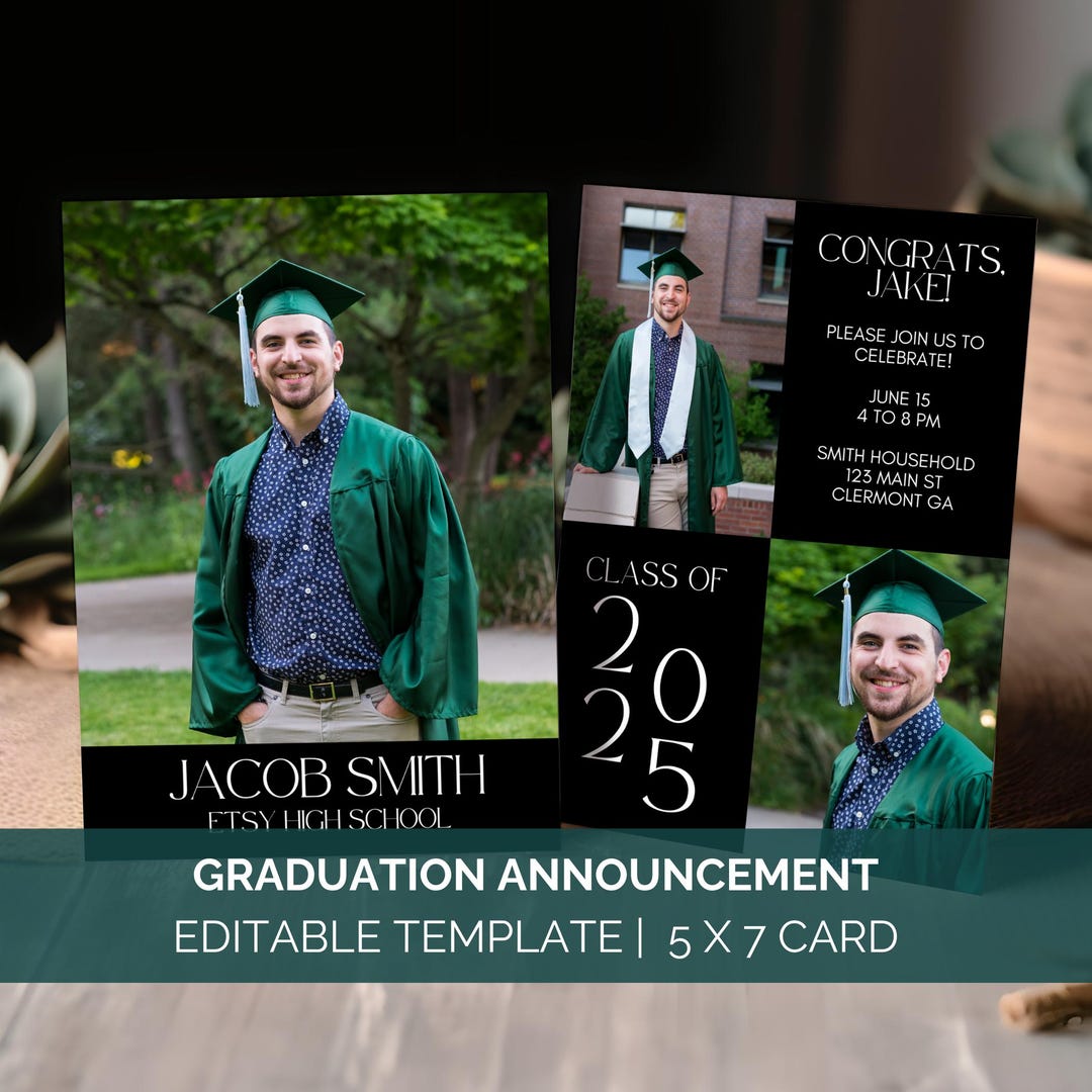 High School Graduation Announcement Template for Him, Graduation ...
