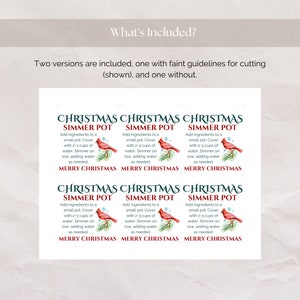 Christmas Simmer Pot Tag, Cardinal Holiday Stovetop Potpourri Gift Tag ...
