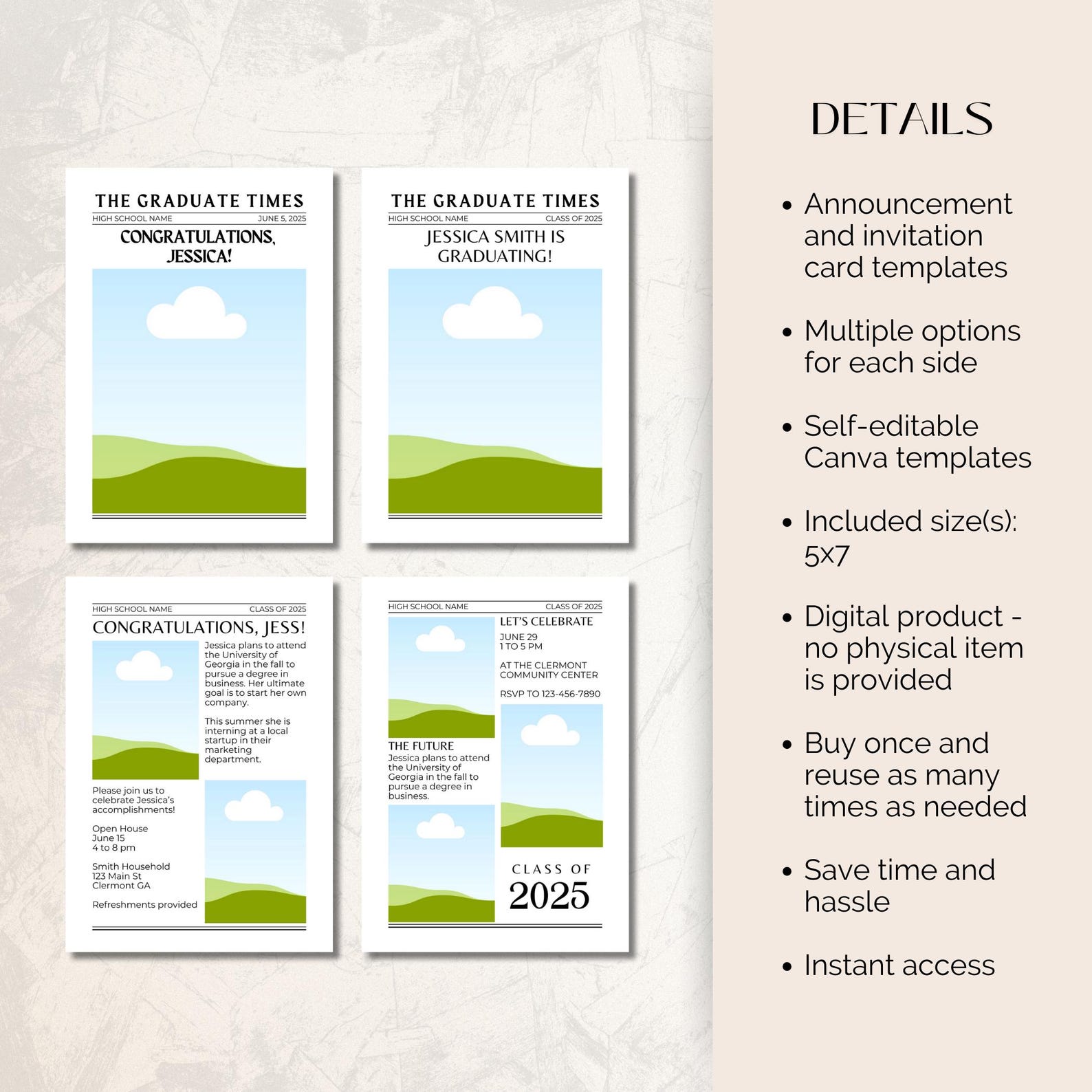 Newspaper Graduation Invitation 2024, Newspaper Graduation Party Invite ...