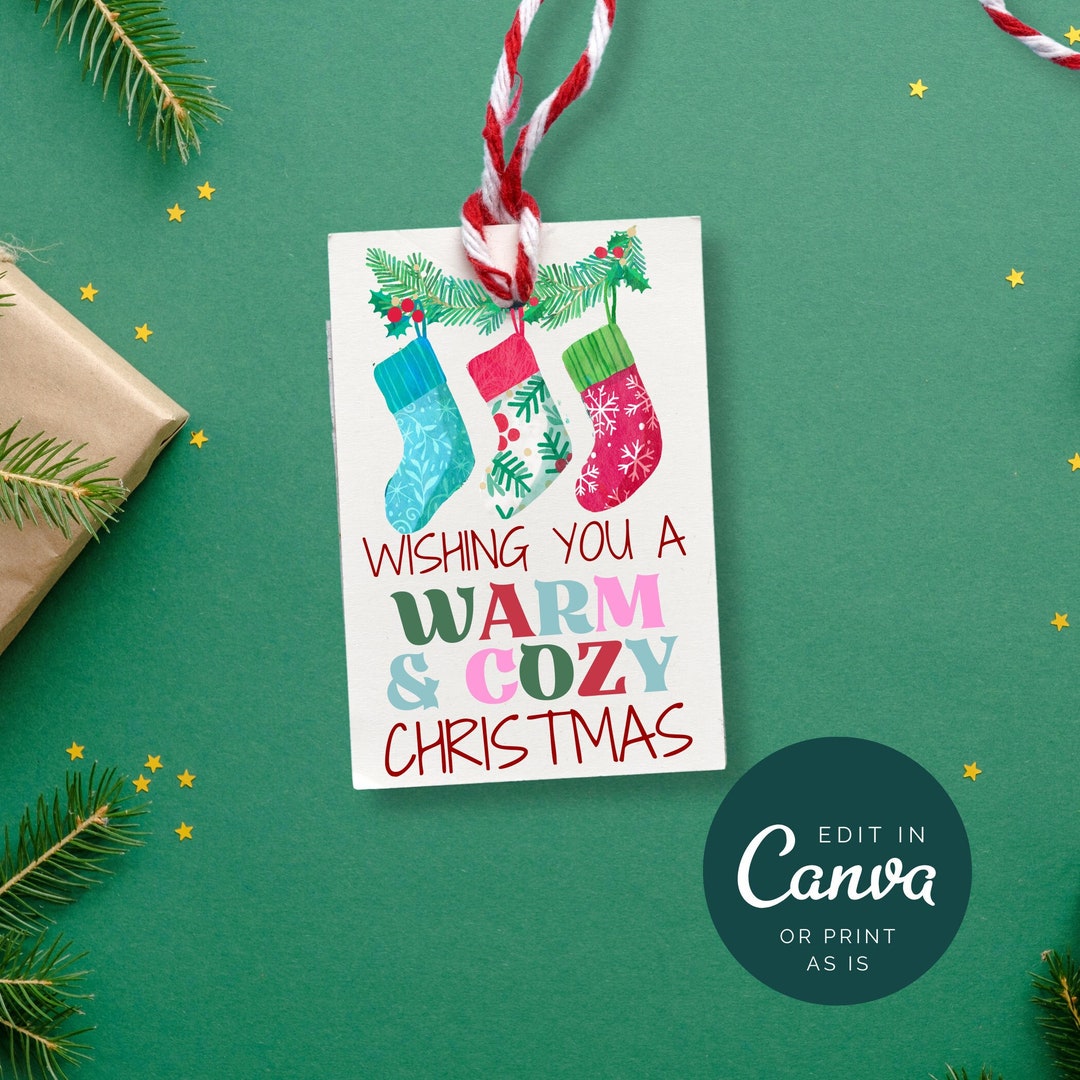 Warm Cozy Christmas Tag, Wishing You A Warm and Cozy Christmas Gift Tag ...