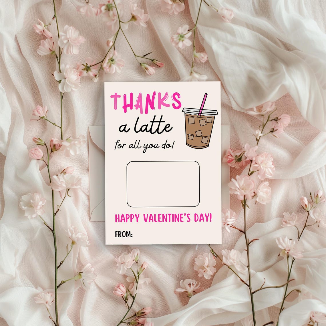 Valentine Coffee Gift Card Holder Canva Template, Thanks A Latte ...