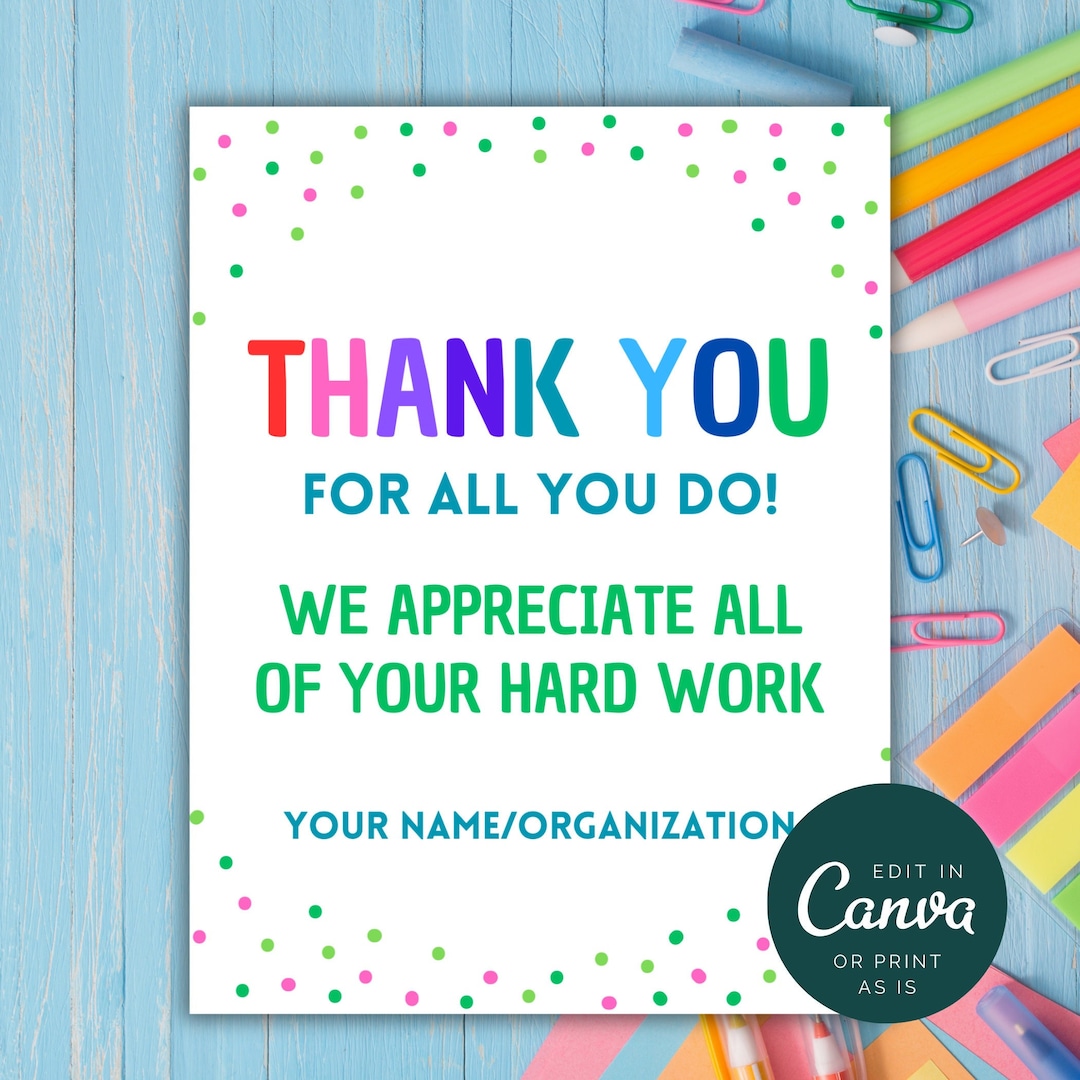Employee Appreciation Sign Printable Teacher Appreciation - Etsy