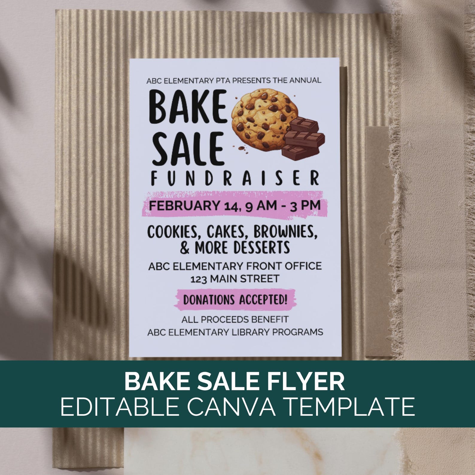 Valentine's Day Bake Sale Flyer Canva Template, PTO Bake Sale ...