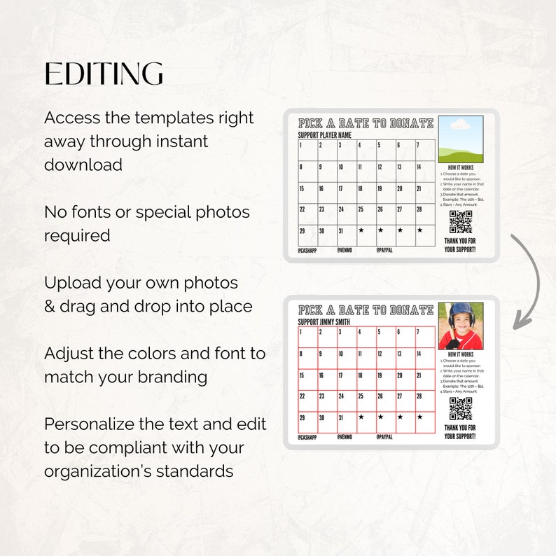 All Purpose Pick A Date Calendar Fundraiser Canva Template, Cheer ...
