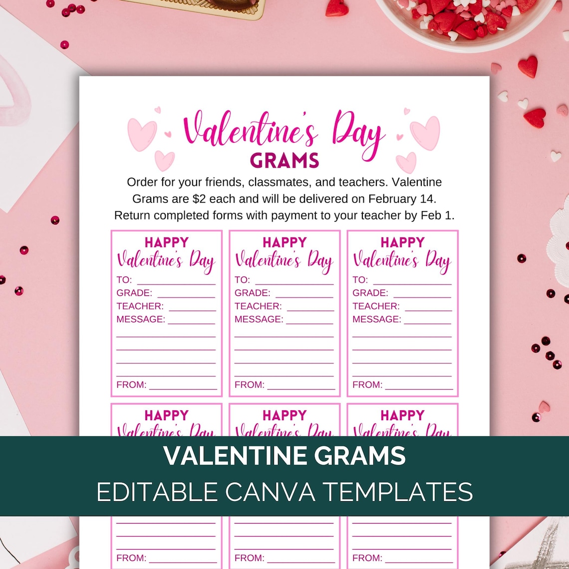 Valentines Gram Fundraiser Canva Template, Valentine Gram Fundraising ...