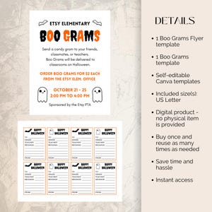Halloween Boo Grams Flyer Canva Template, Halloween Candy Gram Flyer ...
