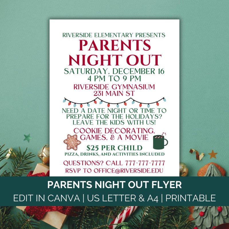 Parents Night Out Flyers - Etsy