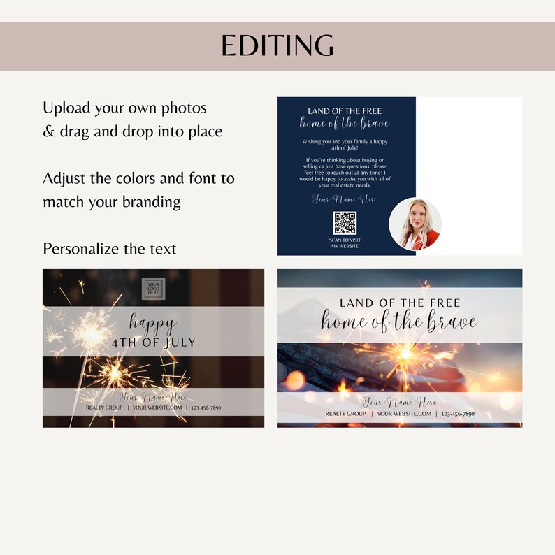 4th of July Postcards, Patriotic Real Estate Cards, Real Estate ...