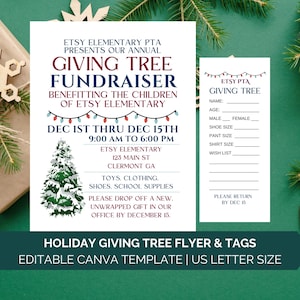 Giving Tree Flyer Template, Giving Tree Tags Printable, Angel Tree Sign ...
