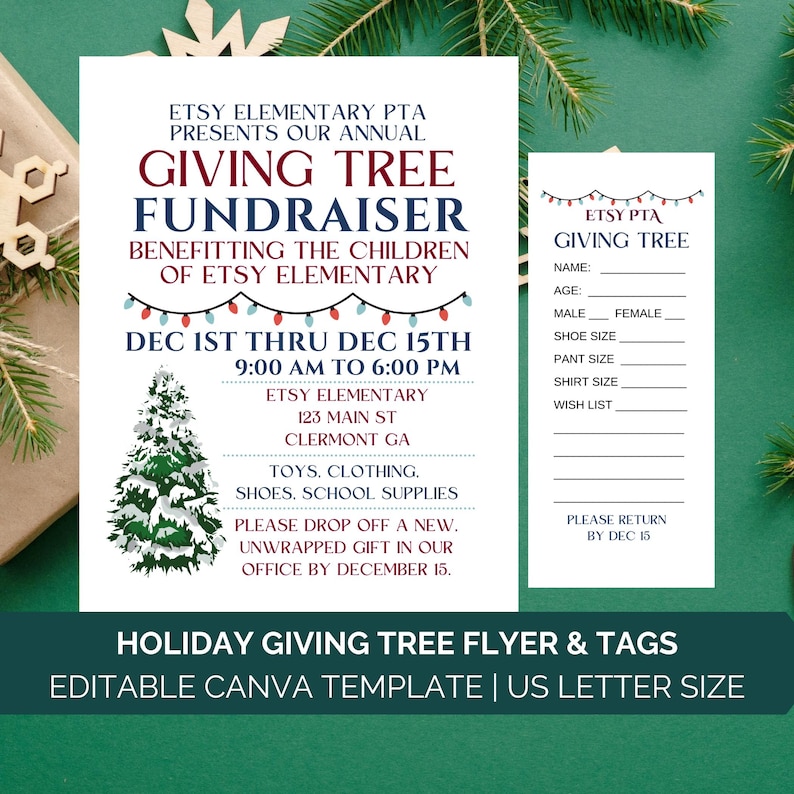 Giving Tree Flyer Template, Giving Tree Tags Printable, Angel Tree Sign ...