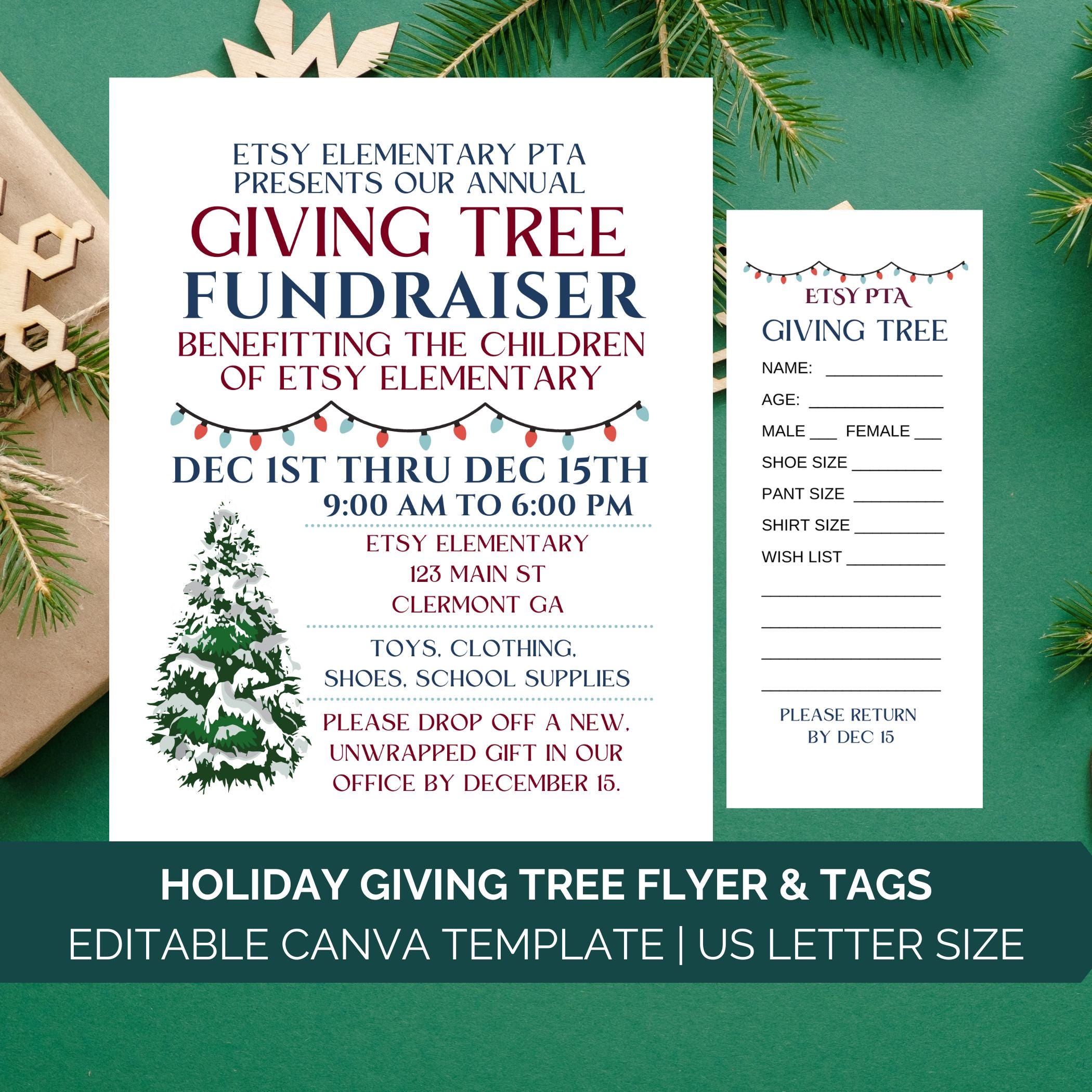 Giving Tree Flyer Template, Giving Tree Tags Printable, Angel Tree Sign ...