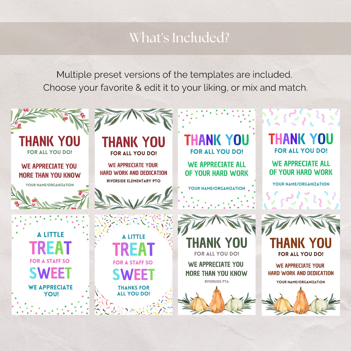 Employee Appreciation Sign Bundle, Printable Teacher Appreciation Sign ...