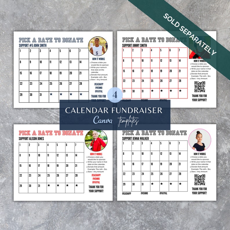 Dance Team Fundraiser Editable, Pick A Date to Donate Calendar for ...