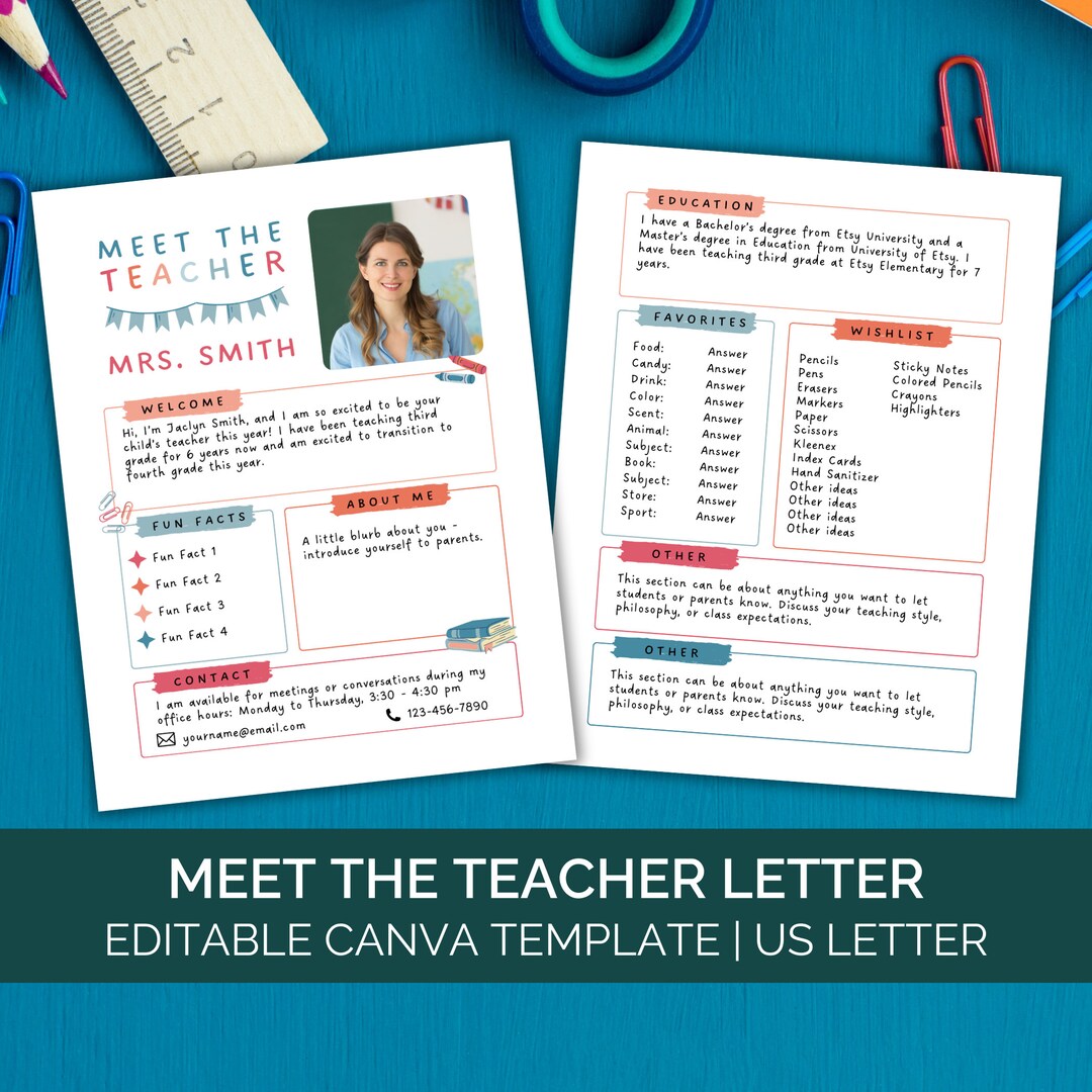 Meet the Teacher Template for Kindergarten, Elementary All About Me ...