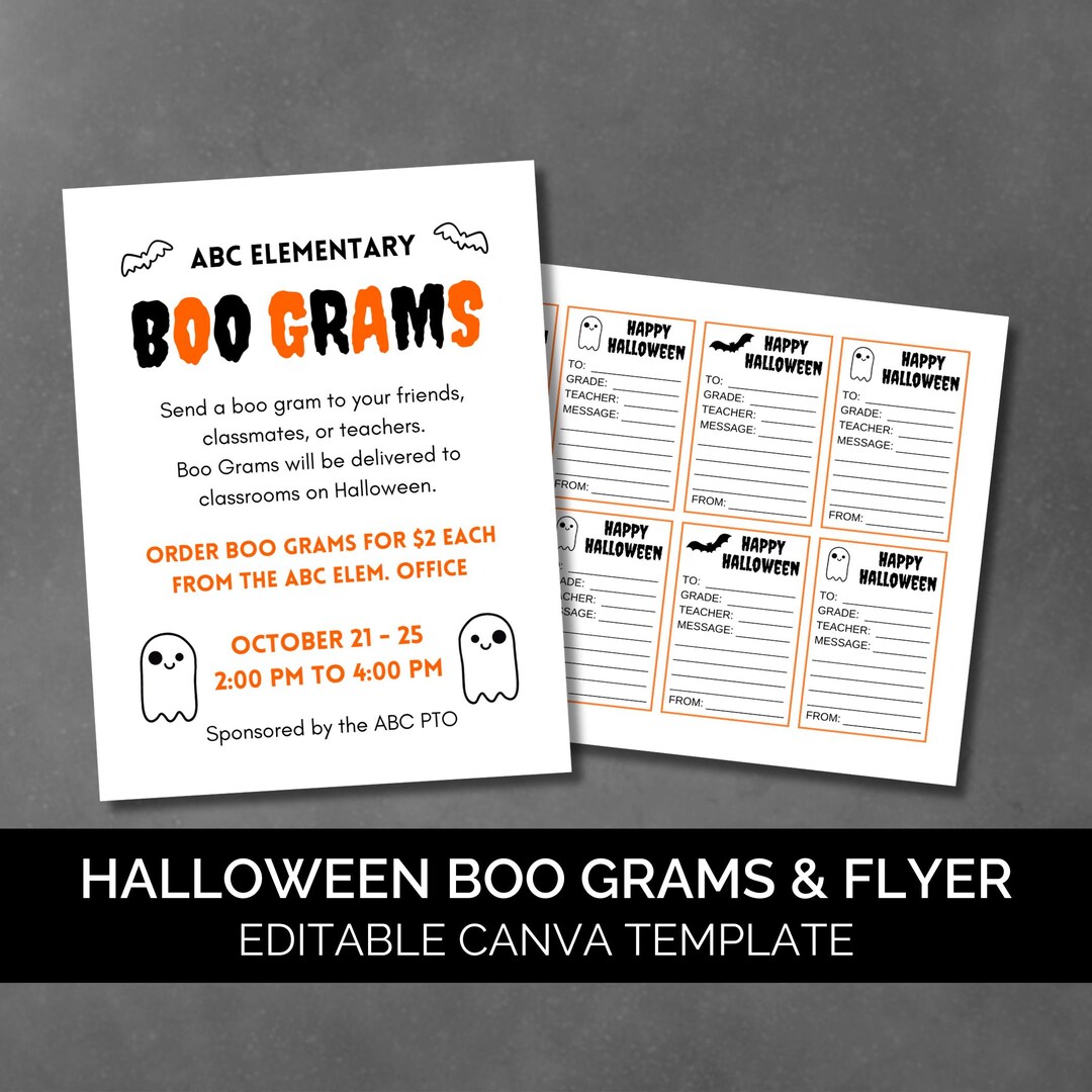 Halloween Boo Grams Flyer Canva Template, Halloween Boo Gram Flyer ...
