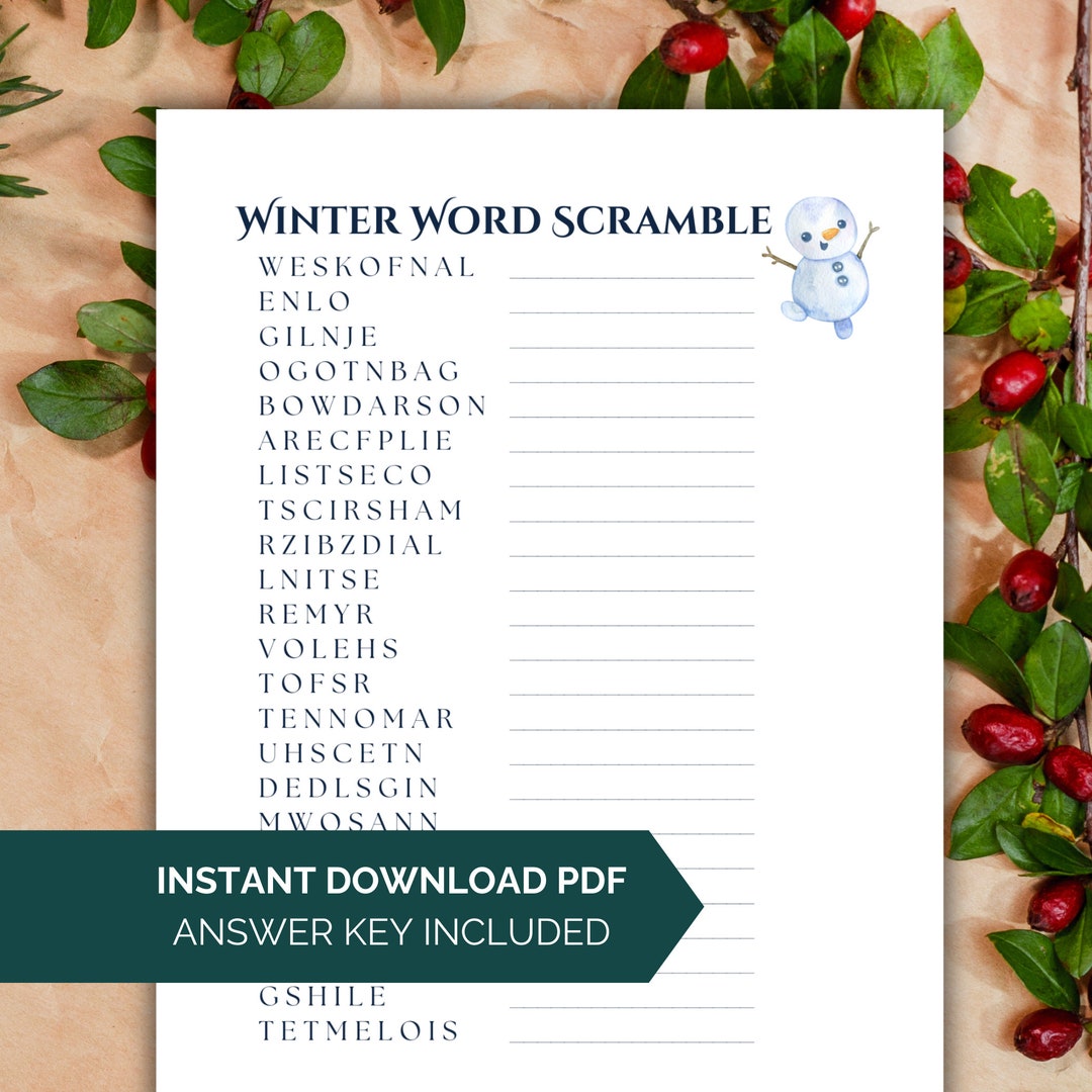 Christmas Word Scramble Game Printable, Christmas Party Game for Kids ...