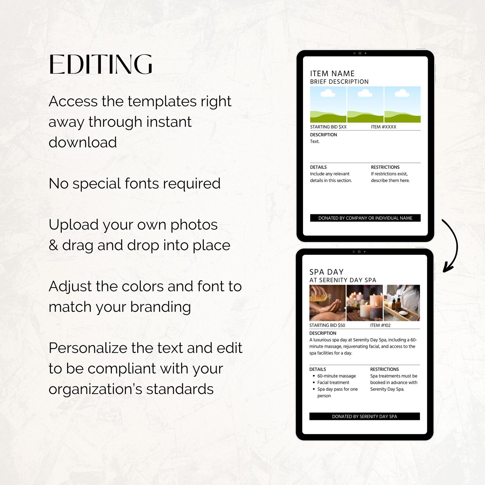 Silent Auction Item Sign Template, Silent Auction Bundle, Silent ...
