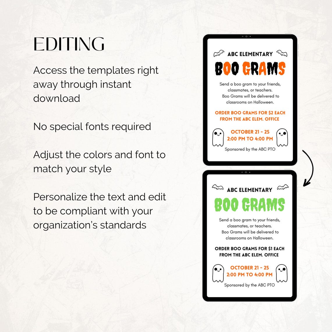 Halloween Boo Grams Flyer Canva Template, Halloween Boo Gram Flyer ...