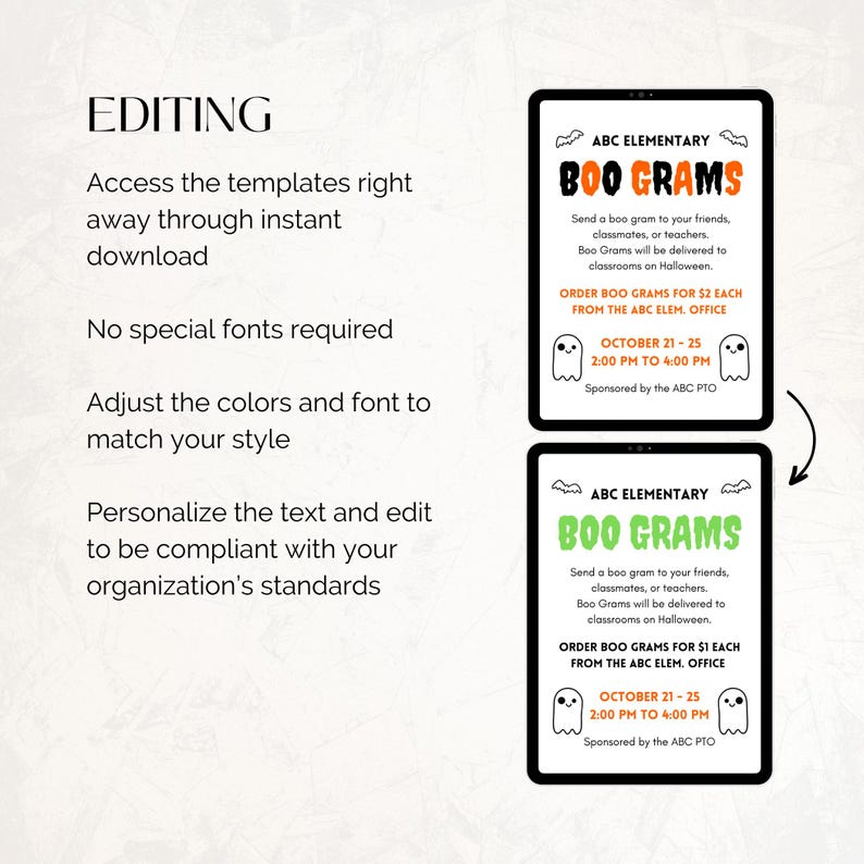Halloween Boo Grams Flyer Canva Template, Halloween Boo Gram Flyer ...