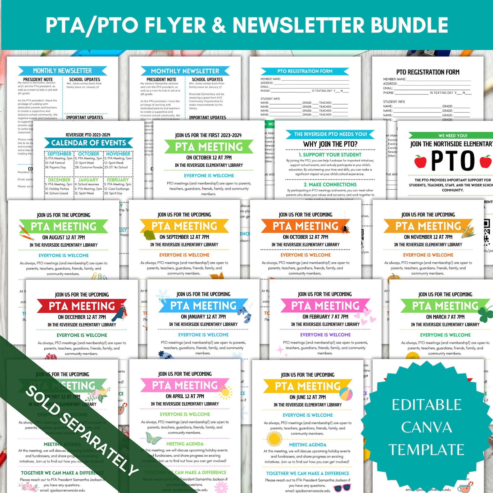 Editable PTA Calendar of Events Flyer, PTO Schedule Flyer, Printable ...