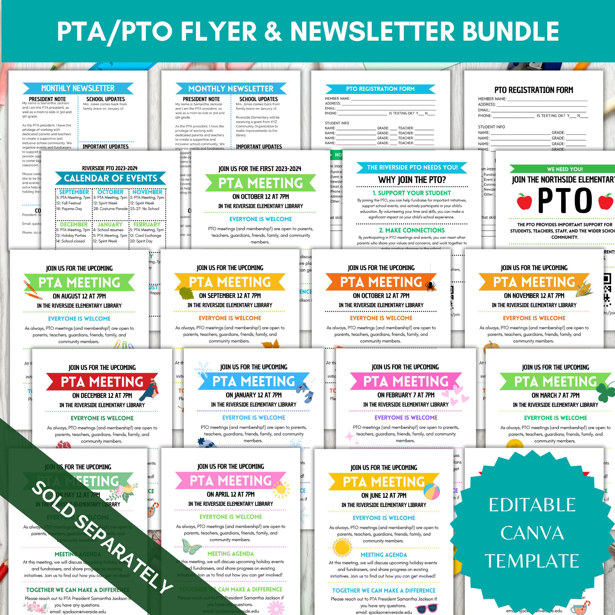 Editable PTA Calendar of Events Flyer, PTO Schedule Flyer, Printable ...