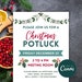 Christmas Potluck Flyer Template, Winter Potluck Sign, Office Potluck ...