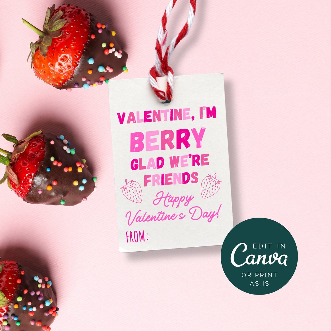 Berry Fruit Valentine Tag, Fruit Snack Valentine Printable, Fruit Snack ...