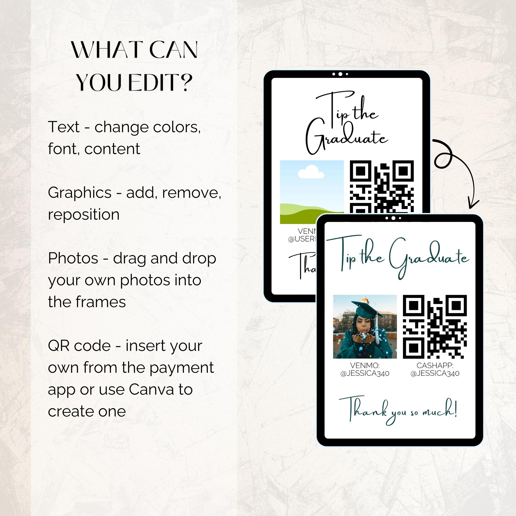 Tip the Graduate QR Code Sign, Graduation Qr Code Sign for Open House ...