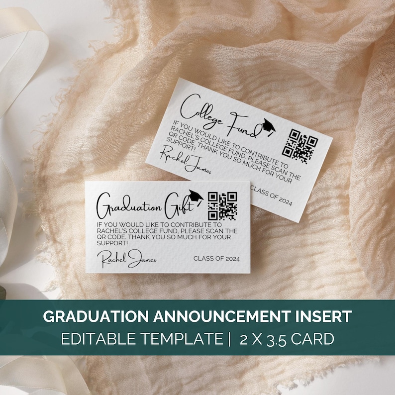 Graduation QR Code Insert Card, Editable Graduation Party Invitation ...