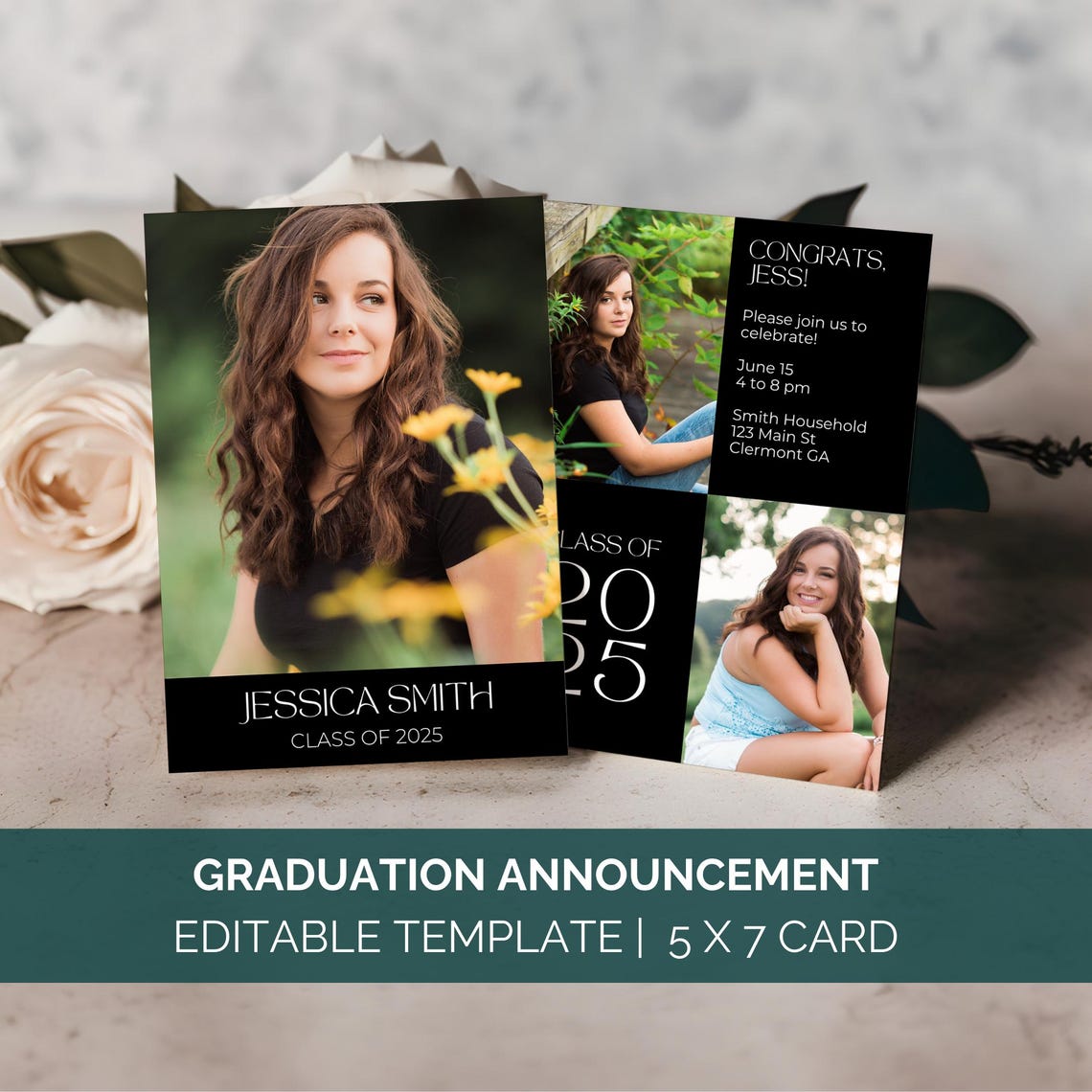 Modern Open House Invitation Graduation Canva Template, Minimalist ...