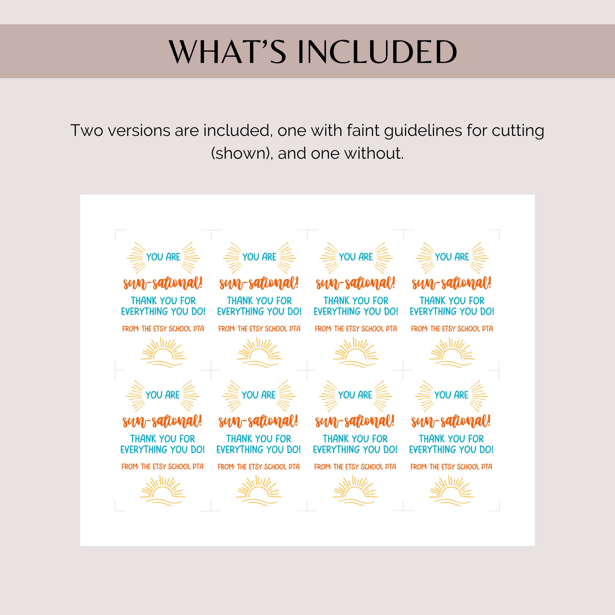 Teacher Appreciation Tag Sunsational, Editable Beach Themed Staff ...