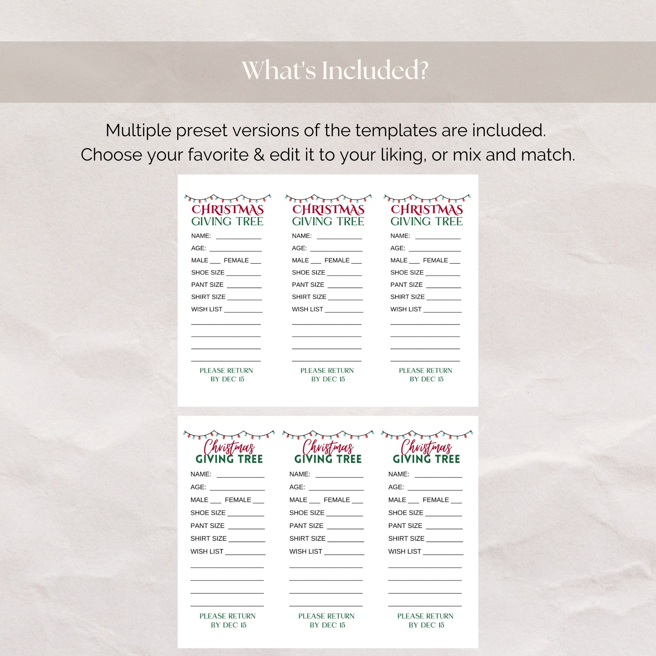 Giving Tree Flyer Template, Giving Tree Tags Printable, Angel Tree Sign ...