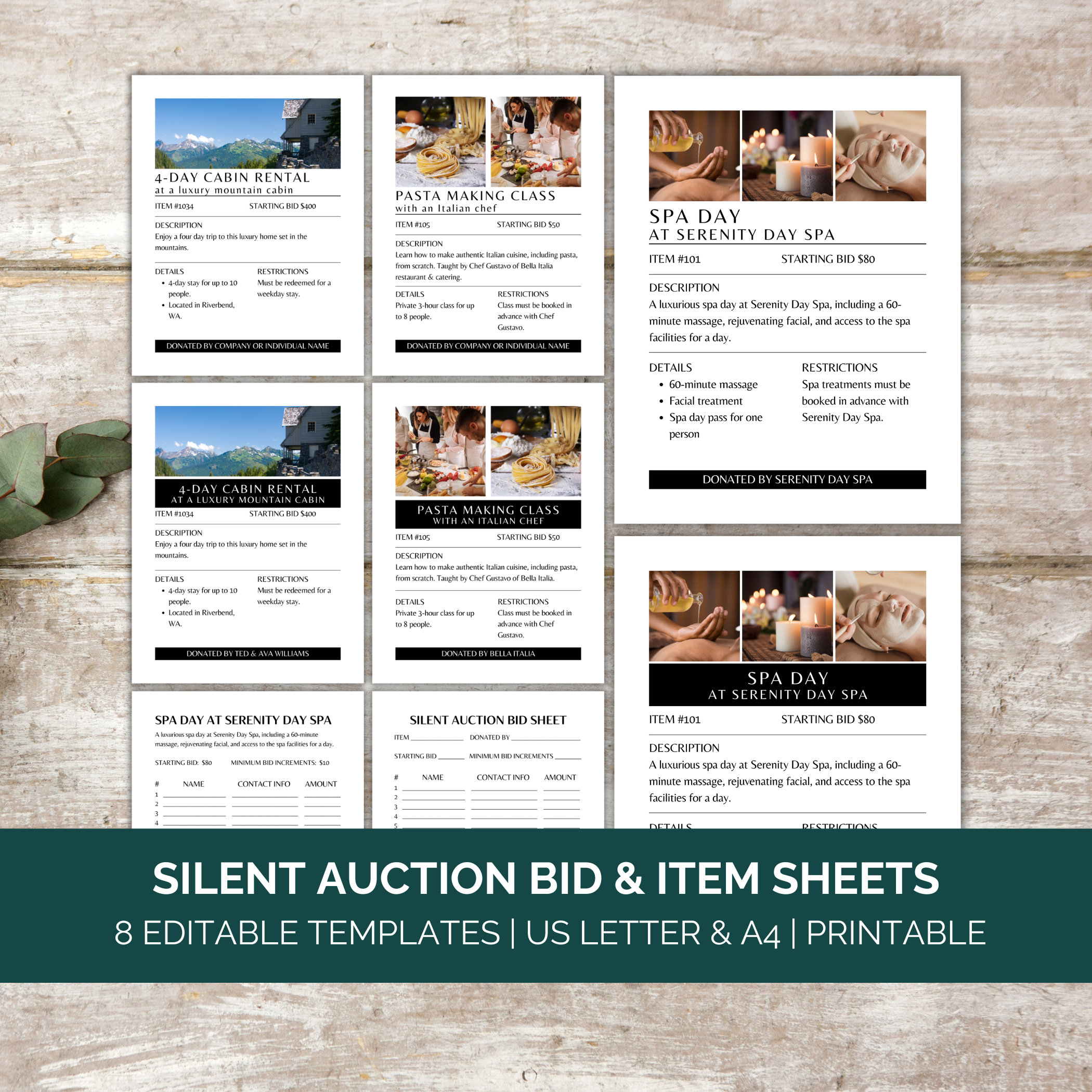 Editable Silent Auction Item Template, Silent Auction Bundle, Silent ...
