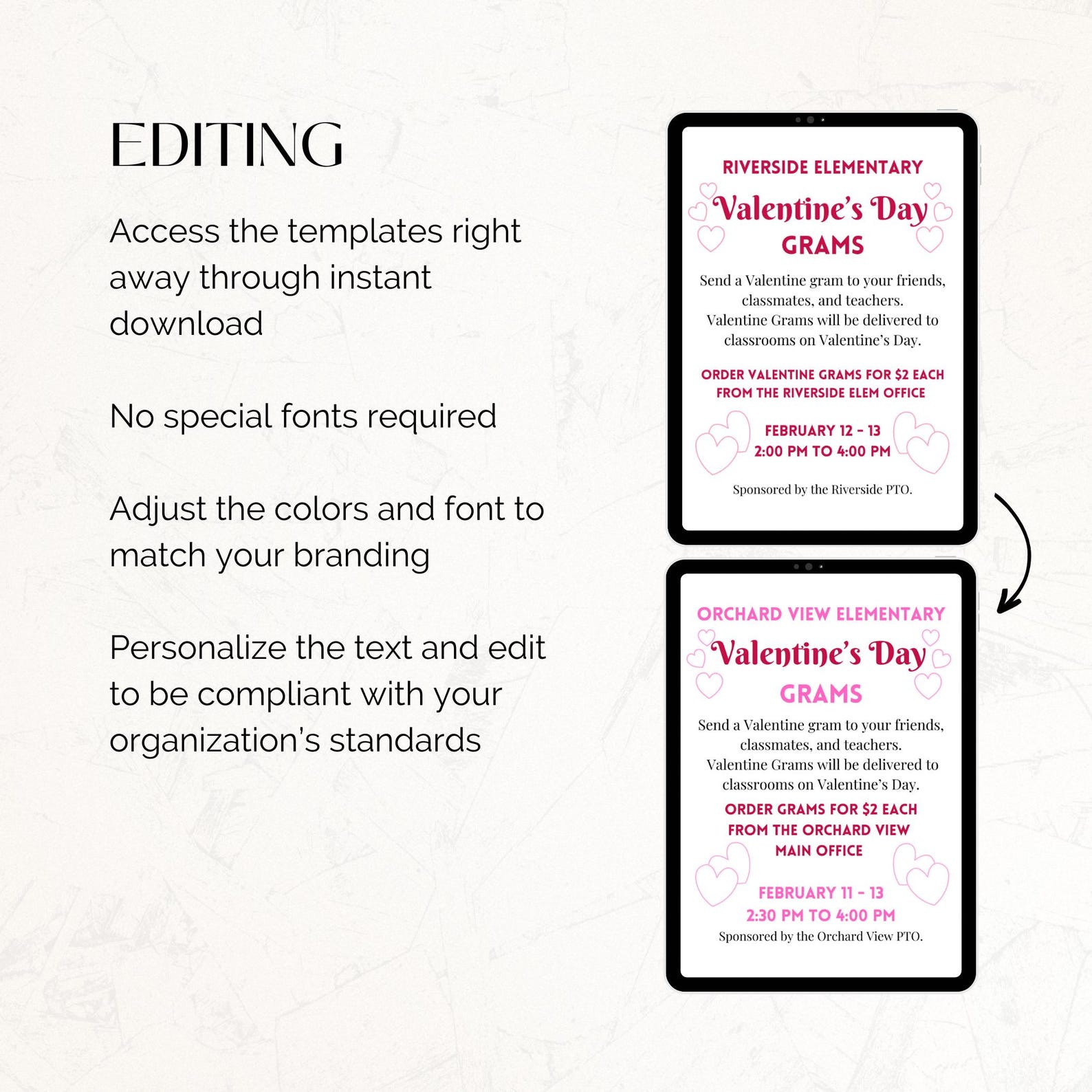 Valentines Gram Fundraiser Canva Template, Valentine Candy Tag Flyer ...