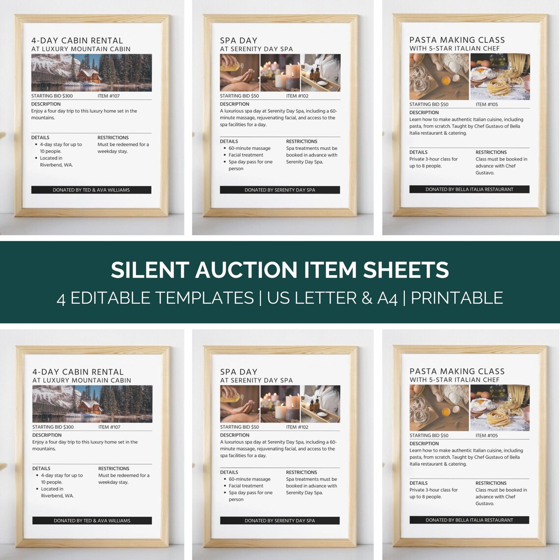 Silent Auction Item Template, Silent Auction Item Sheet, Fundraiser ...