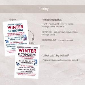 Winter Clothing Drive Flyer Template, Editable Christmas Clothing Drive ...