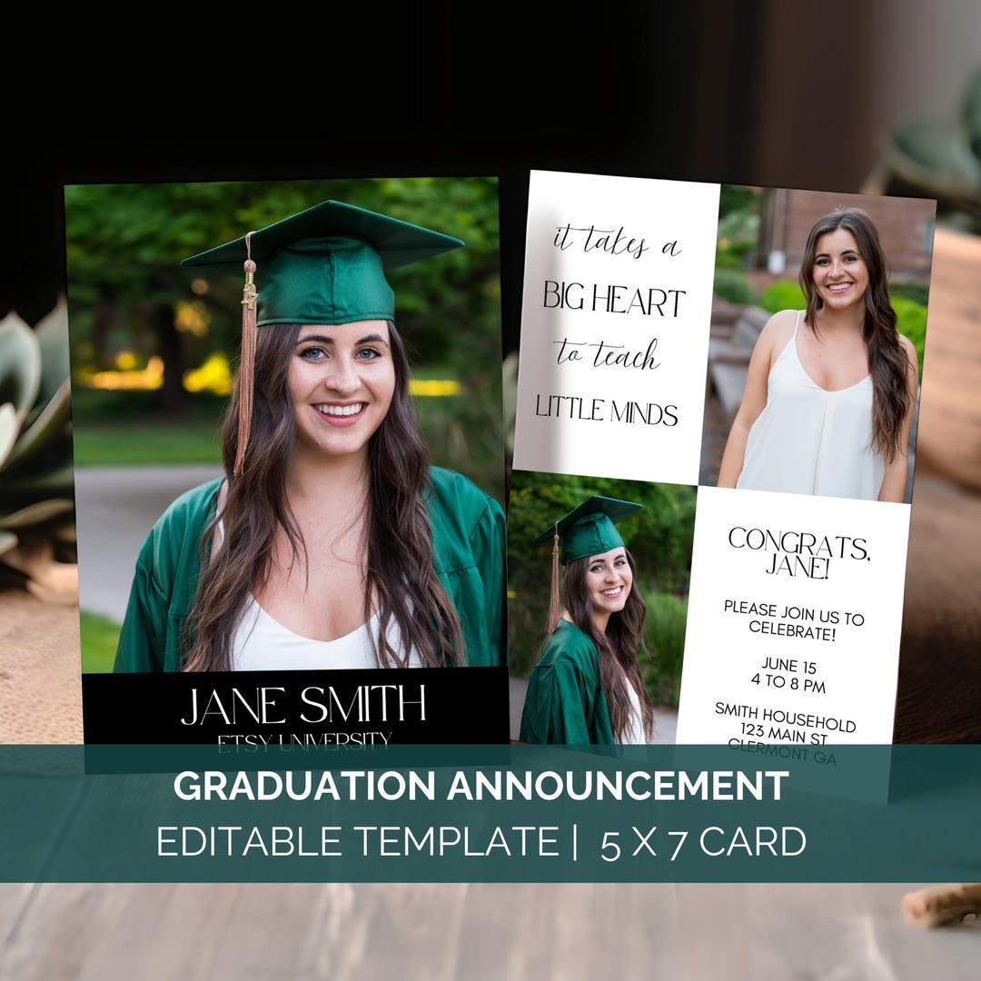 Education Graduation Invite Canva Template, Teacher Graduation ...