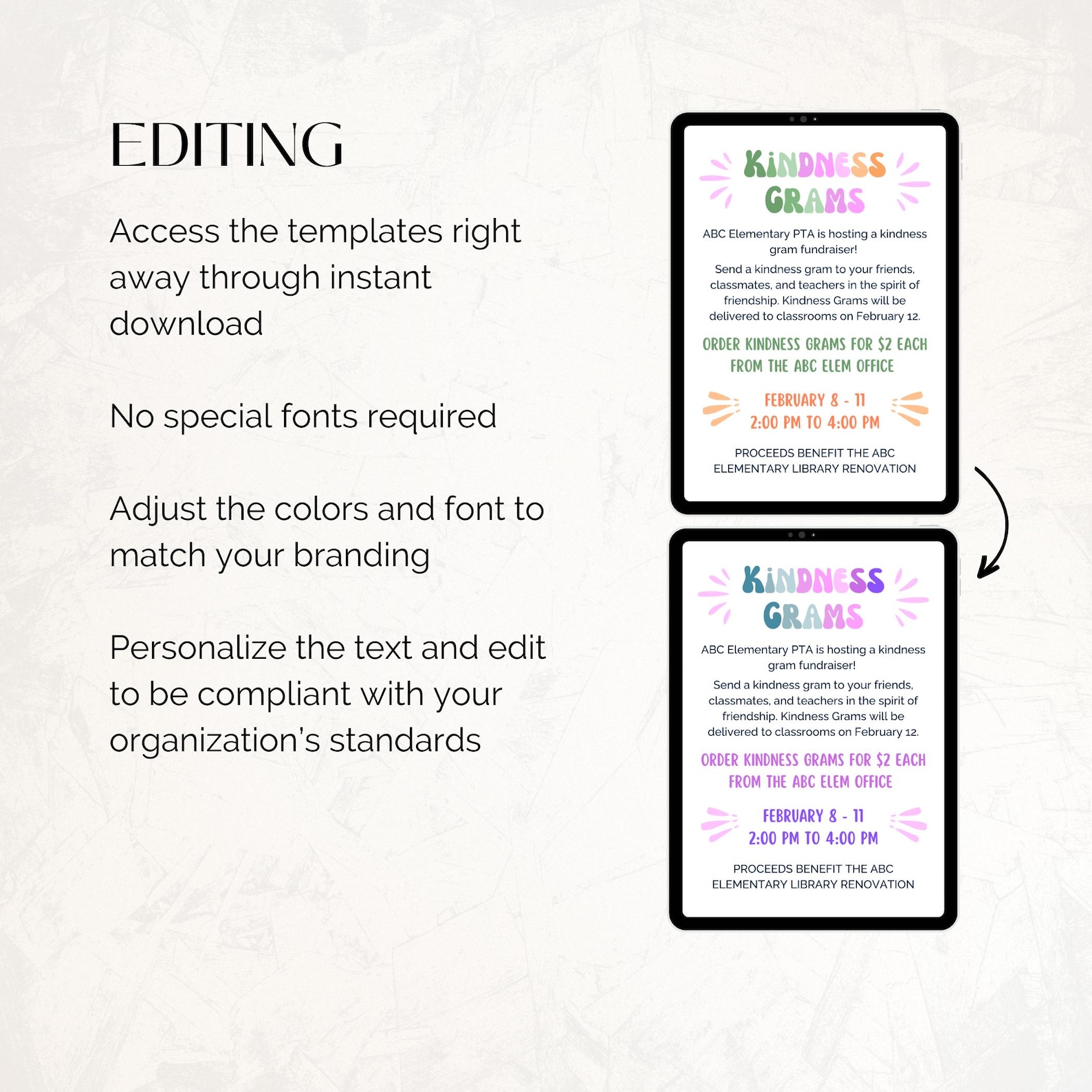 Kindness Grams Fundraiser Flyer Canva Template, PTO Valentine's Day ...