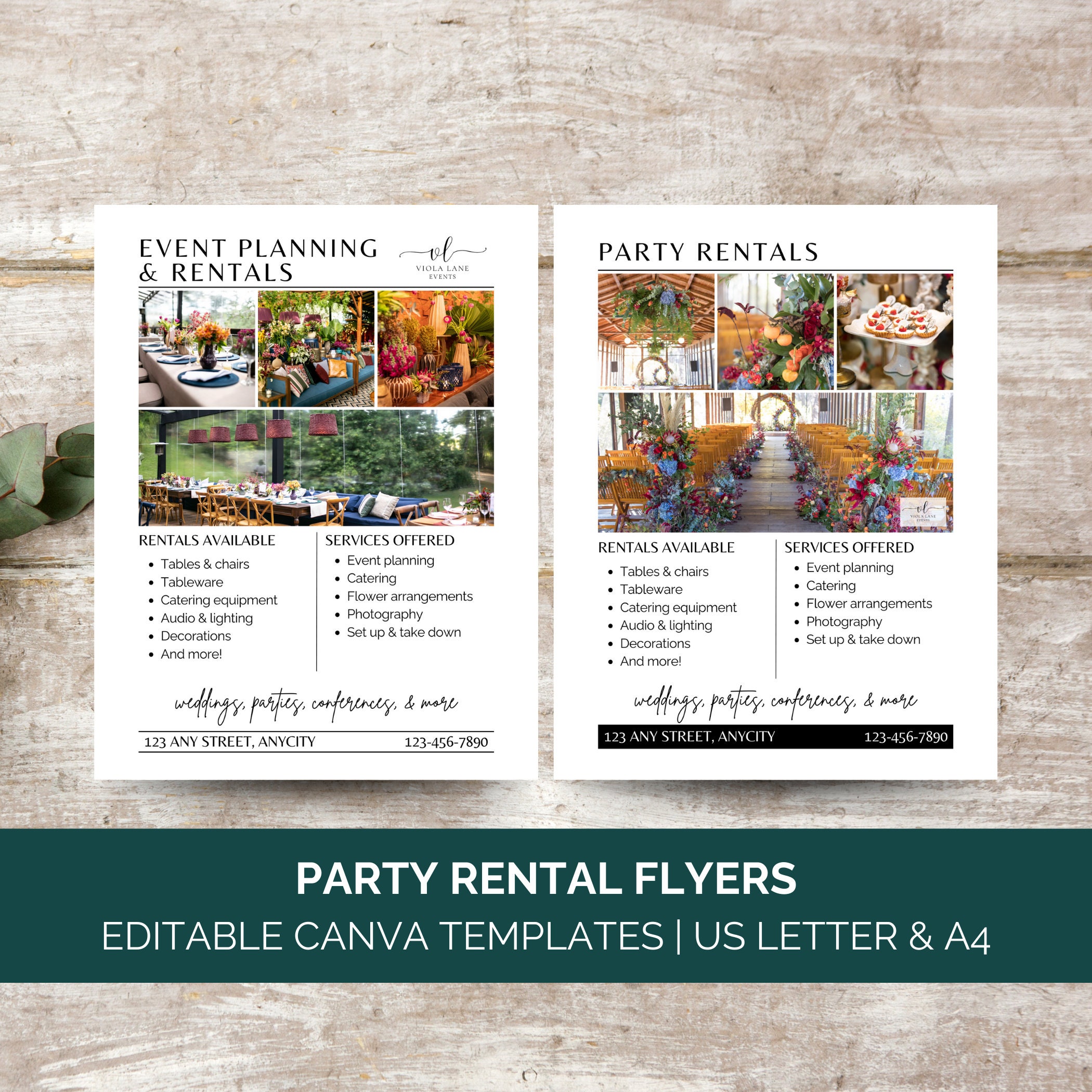 Editable Party Rental Flyer, Printable Party Rental Decor Flyers Canva ...