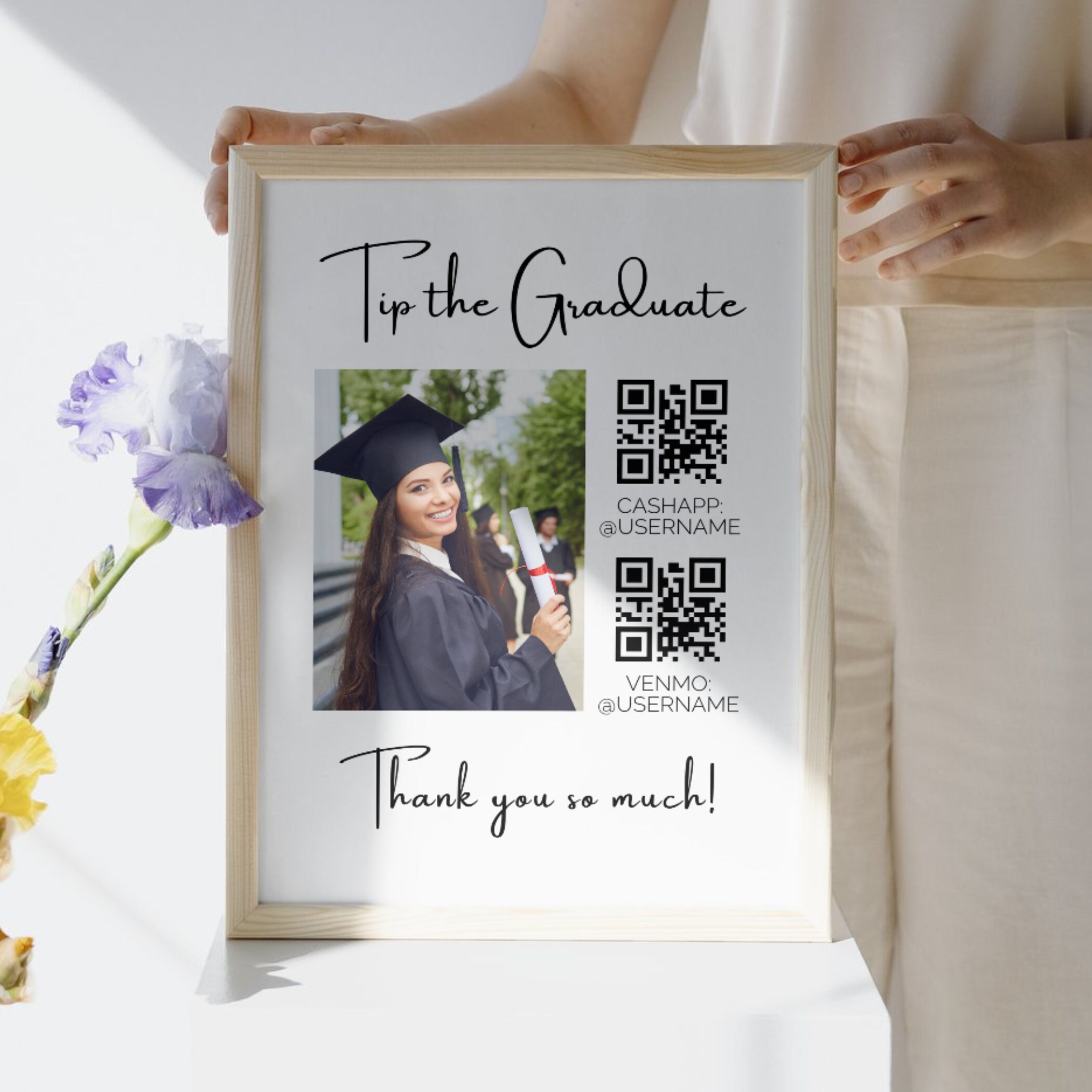 Tip the Graduate QR Code Sign, Graduation Qr Code Sign for Open House ...
