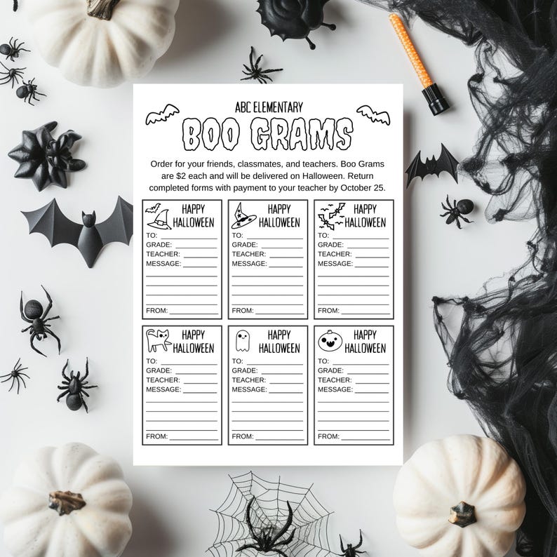 Halloween Boo Gram Flyer Canva Template, Fall Candy Card Flyer, Boo ...